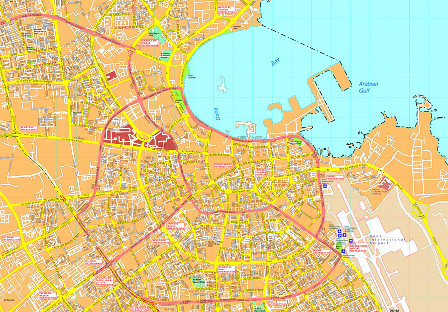 Doha Vector map. EPS Illustrator Vector Maps of Asia Cities. Eps ...