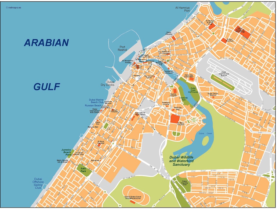 Dubai vector map. EPS Illustrator Vector Maps of Asia Cities. Eps ...