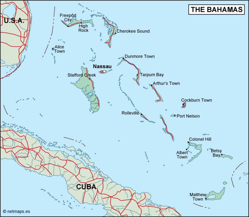 bahamas political map | Vector and Wall Maps for UK from Netmaps.uk