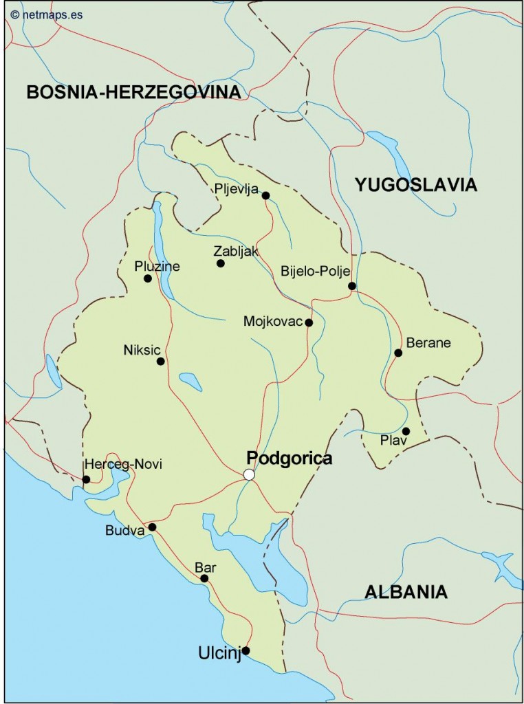 montenegro political map | Vector and Wall Maps for UK from Netmaps.uk