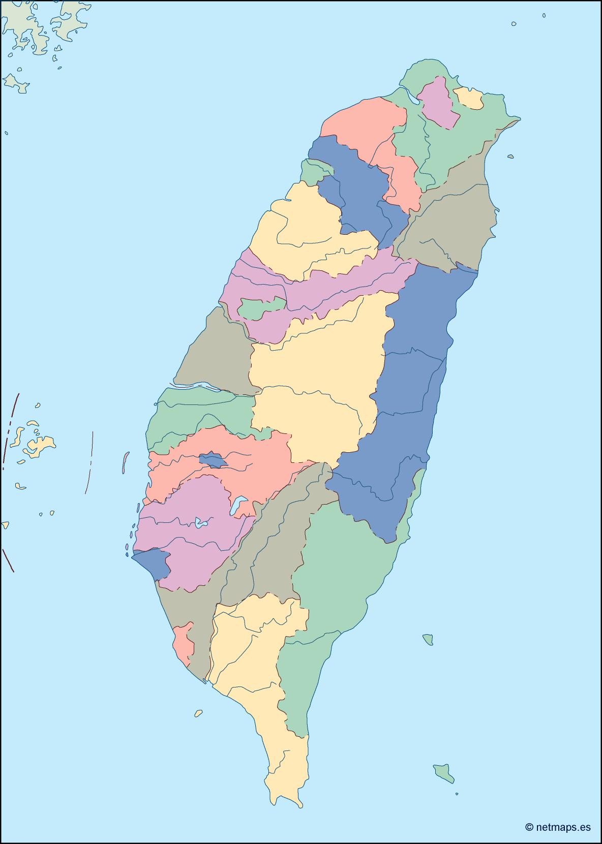 Taiwan Maps | Vector and Wall Maps for UK from Netmaps.uk