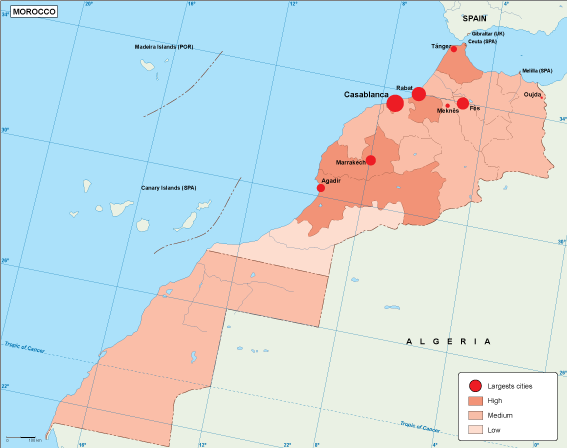 Morocco population map. EPS Illustrator Map | Vector World Maps