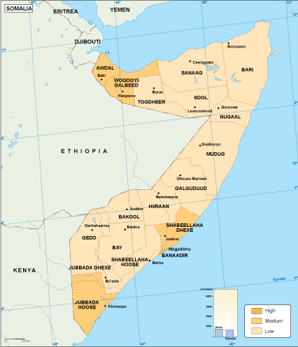 Somalia economic map. EPS Illustrator Map | Vector World Maps
