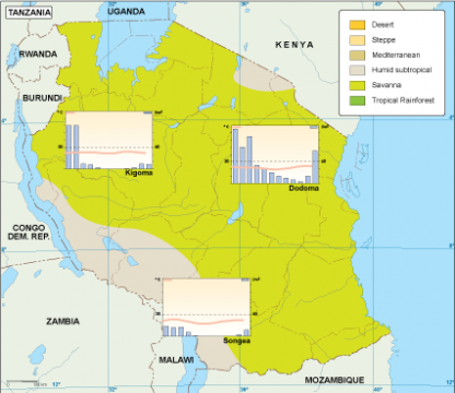 Tanzania climate map. EPS Illustrator Map | Vector World Maps