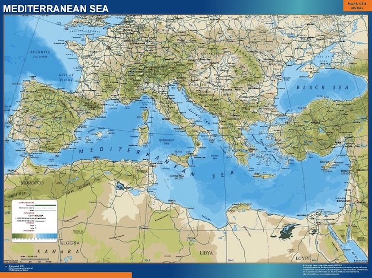 mediterranean wall map | Vector World Maps