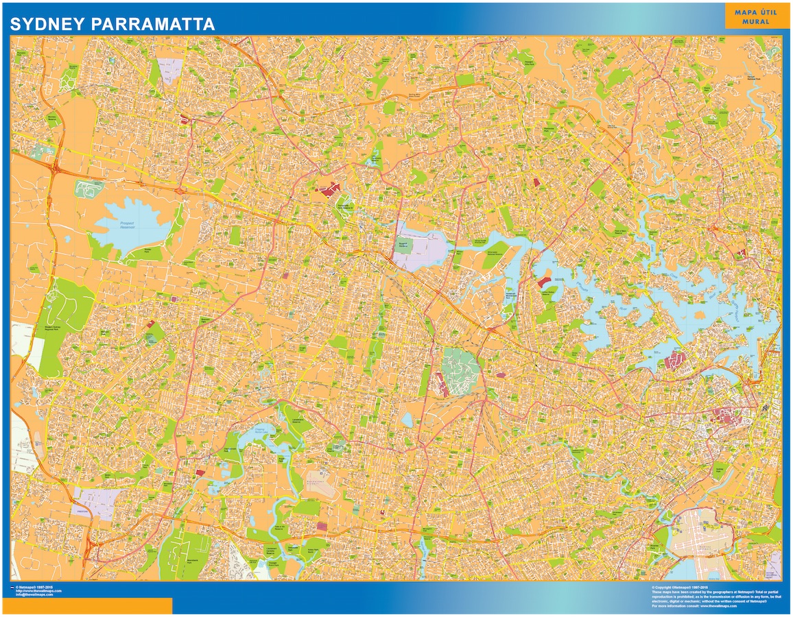 Sydney Parramatta wall map | Vector World Maps