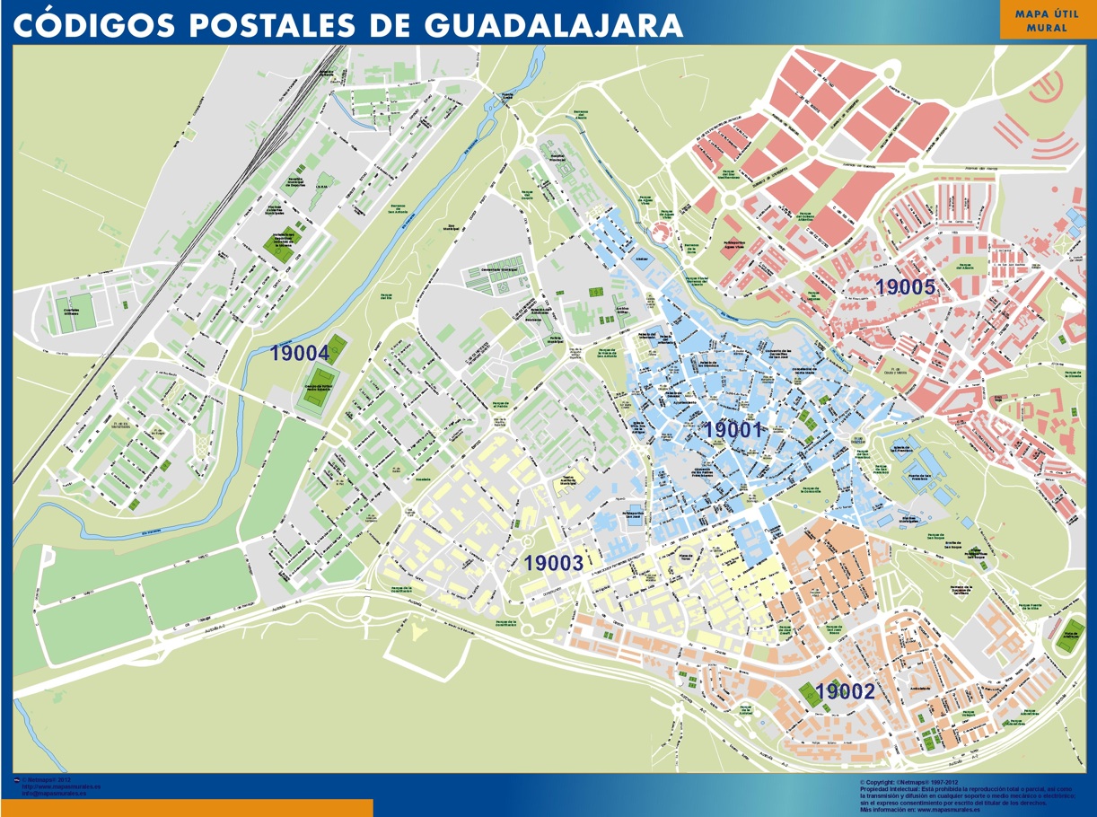Guadalajara Codigos Postales mapa magnetico | Vector World Maps