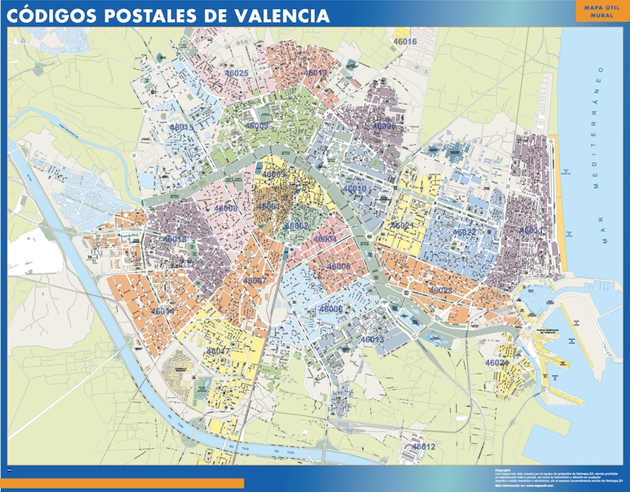 Valencia Codigos Postales mapa magnetico | Vector World Maps